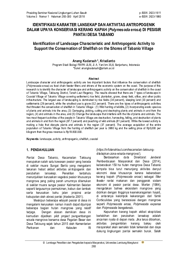 (PDF) Identifikasi karakter lansekap dan aktivitas antropogenik dalam ...