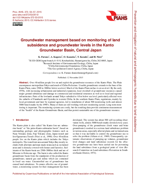 (PDF) Groundwater management based on monitoring of land subsidence and ...