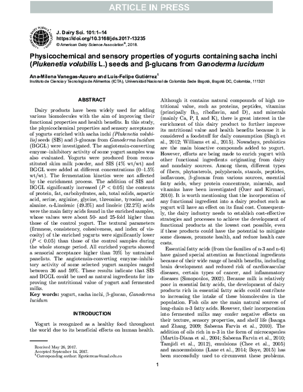 (PDF) Physicochemical and sensory properties of yoghurt supplemented with green banana flour