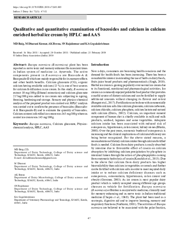(PDF) Qualitative and quantitative examination of bacosides and calcium ...