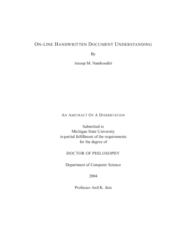 (PDF) On-line handwritten document understanding