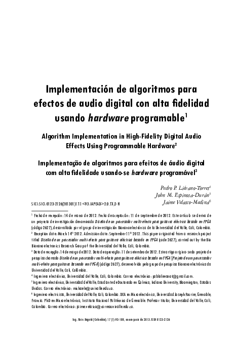 (PDF) Implementación de algoritmos para efectos de audio digital con ...