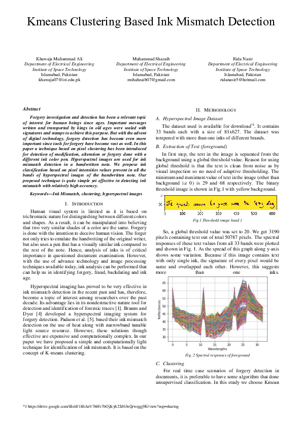 Pdf Kmeans Clustering Based Ink Mismatch Detection
