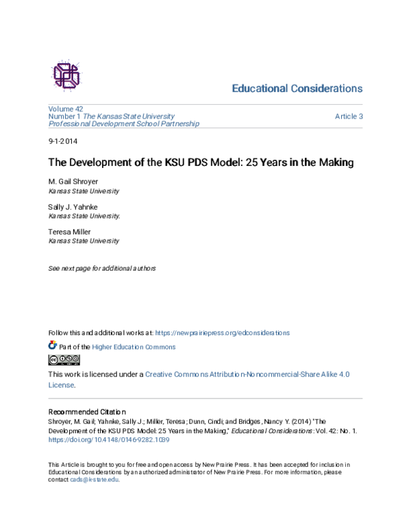 (PDF) The Development of the KSU PDS Model: 25 Years in the Making