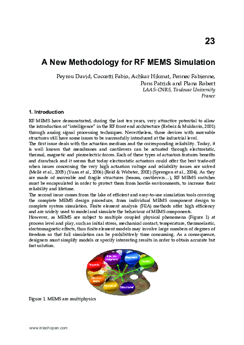(PDF) A New Methodology for RF MEMS Simulation