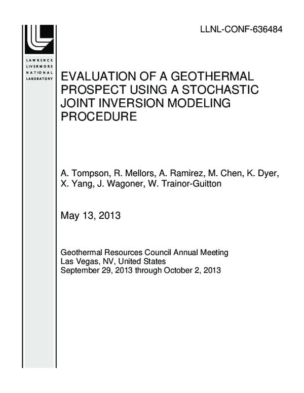 Pdf Evaluation Of A Geothermal Prospect Using A Stochastic Joint Inversion Modeling Procedure