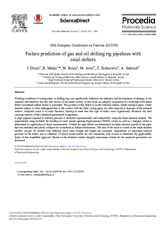(PDF) Failure Prediction of Gas and Oil Drilling Rig Pipelines with Axial Defects