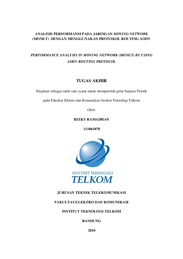 (PDF) Analisis Performansi Pada Jaringan Moving Network (Monet) Dengan ...