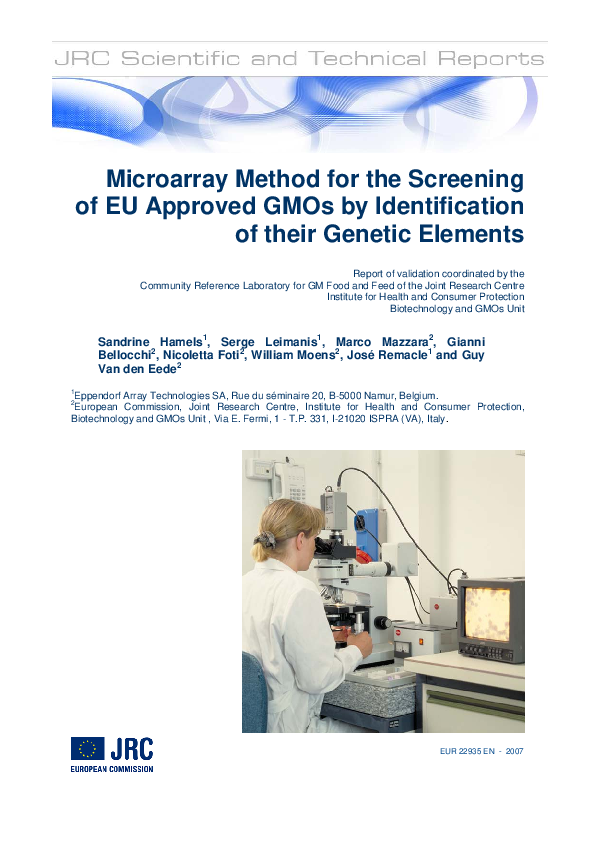 (PDF) Microarray Method for the Screening of EU Approved GMOs by Identification of their Genetic ...