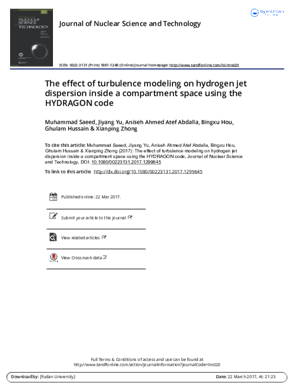 (PDF) The effect of turbulence modeling on hydrogen jet dispersion ...