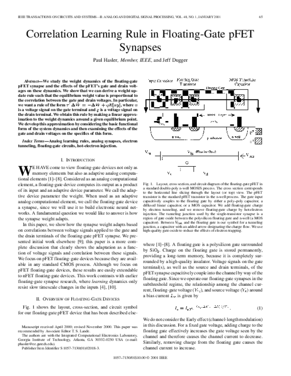 (PDF) Correlation learning rule in floating-gate pFET synapses