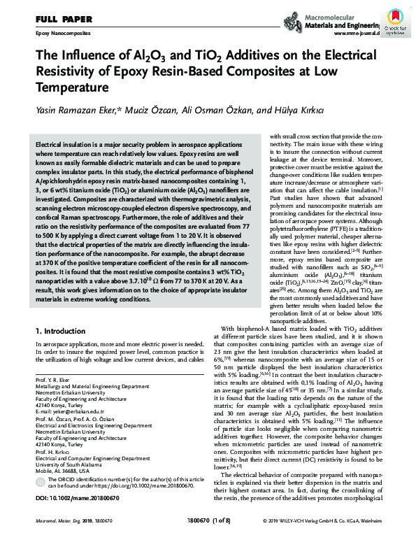 (PDF) The Influence of Al2O3 and TiO2 Additives on the Electrical Resistivity of Epoxy Resin ...