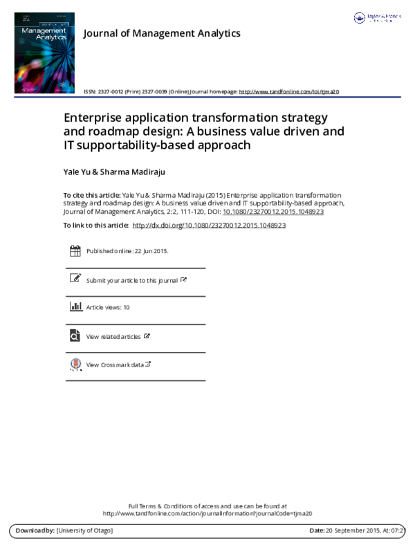 (PDF) Enterprise application transformation strategy and roadmap design ...