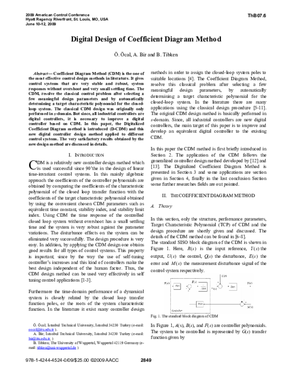 (PDF) Digital design of Coefficient Diagram Method