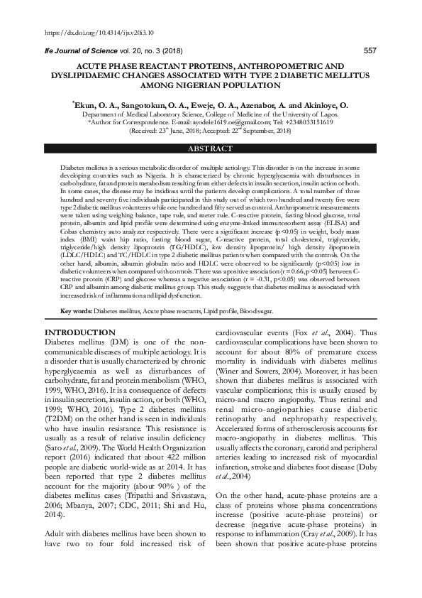 Pdf Acute Phase Reactant Proteins Anthropometric And Dyslipidaemic 3068