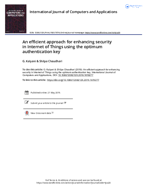 (PDF) An efficient approach for enhancing security in Internet of Things using the optimum ...