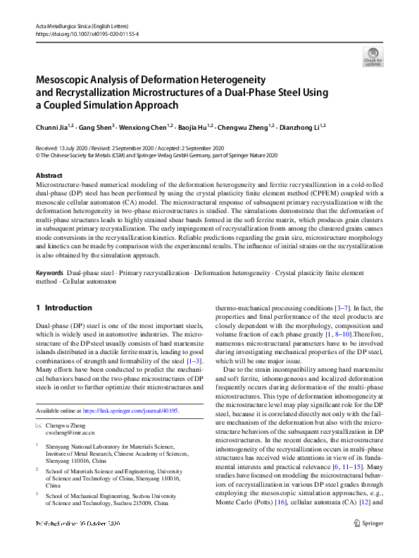 (PDF) Mesoscopic Analysis of Deformation Heterogeneity and Recrystallization Microstructures of ...
