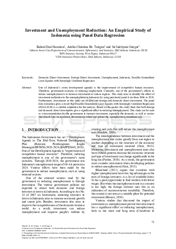 (PDF) Investment and Unemployment Reduction: An Empirical Study of ...