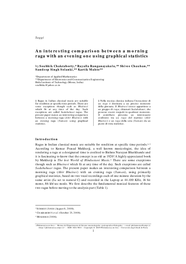 (PDF) An interesting comparison between a morning raga with an evening one using graphical ...