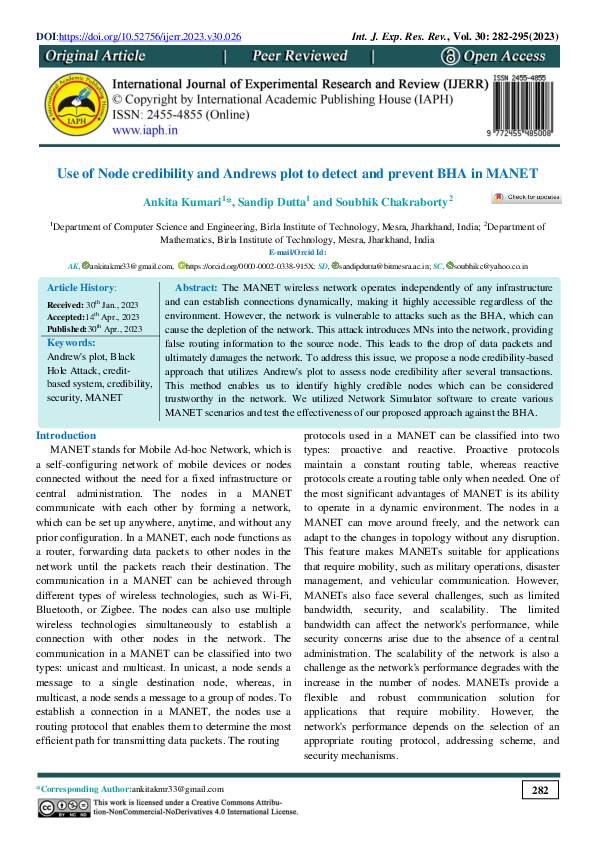 Pdf Use Of Node Credibility And Andrews Plot To Detect And Prevent Bha In Manet