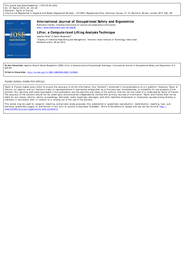 (PDF) International Journal of Occupational Safetyand Ergonomics