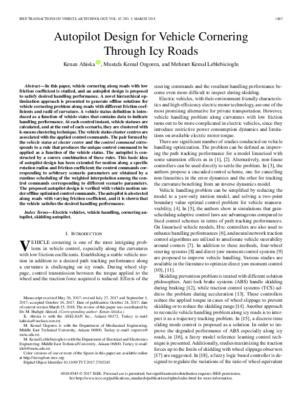 (PDF) Autopilot Design for Vehicle Cornering Through Icy Roads