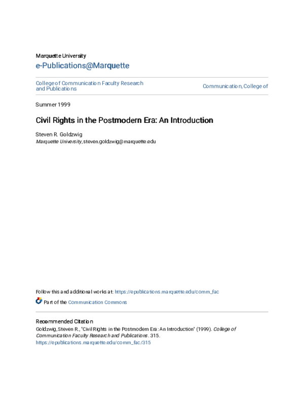 (PDF) Civil Rights in the Postmodern Era: An