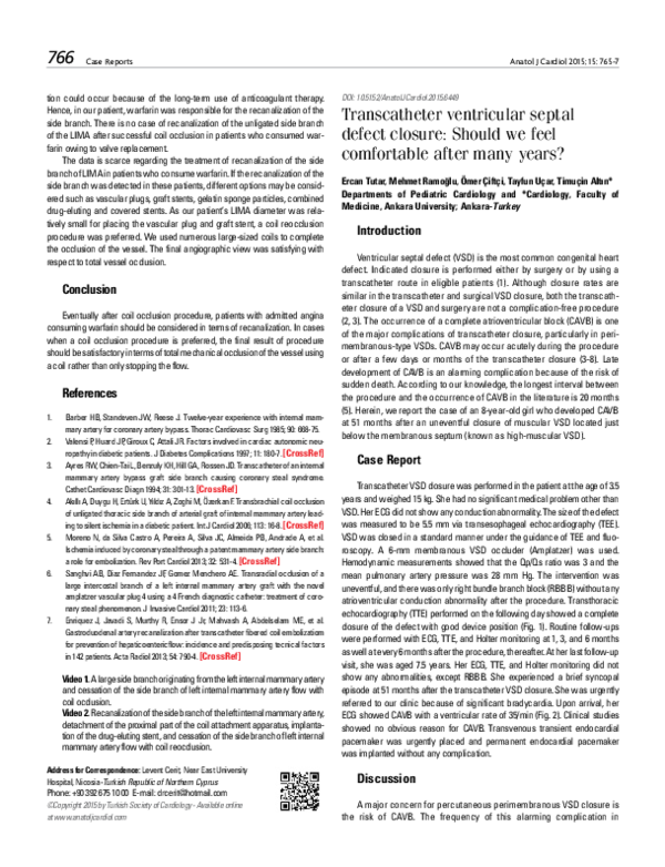 (PDF) Transcatheter Ventricular Septal Defect Closure with Nit-Occlud ...