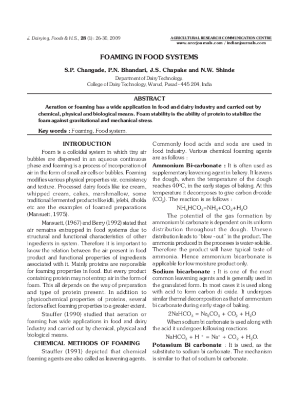 (PDF) FOAMING IN FOOD SYSTEMS