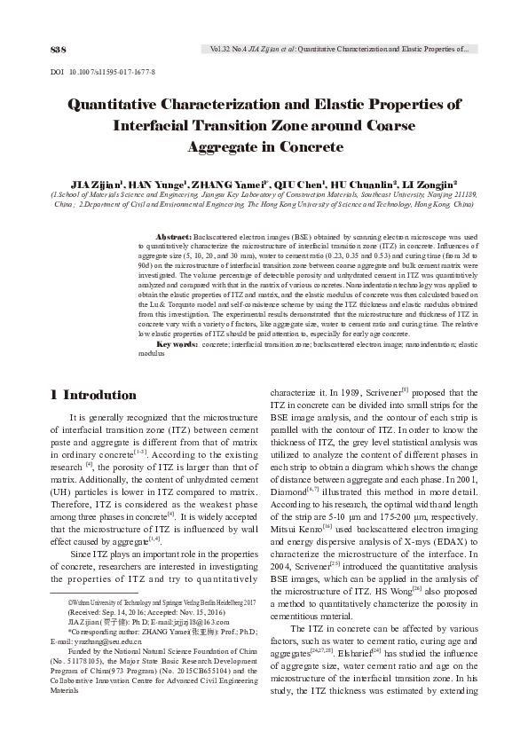 (PDF) Quantitative characterization and elastic properties of interfacial transition zone around ...