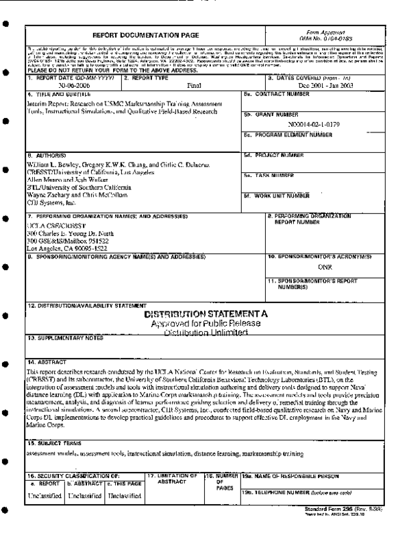 (PDF) Research on USMC Marksmanship Training Assessment Tools ...