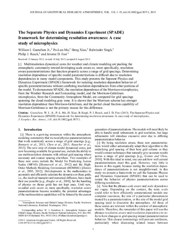 (PDF) The Separate Physics and Dynamics Experiment (SPADE) framework ...