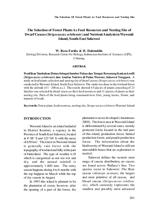 (PDF) The Selection of Forest Plants as Feed Resources and Nesting Site ...