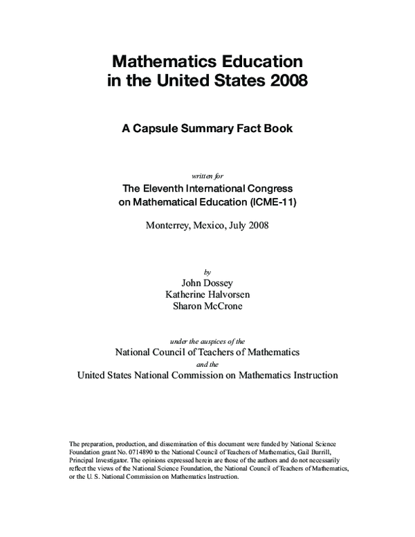 (PDF) Mathematics Education in the United States 2008