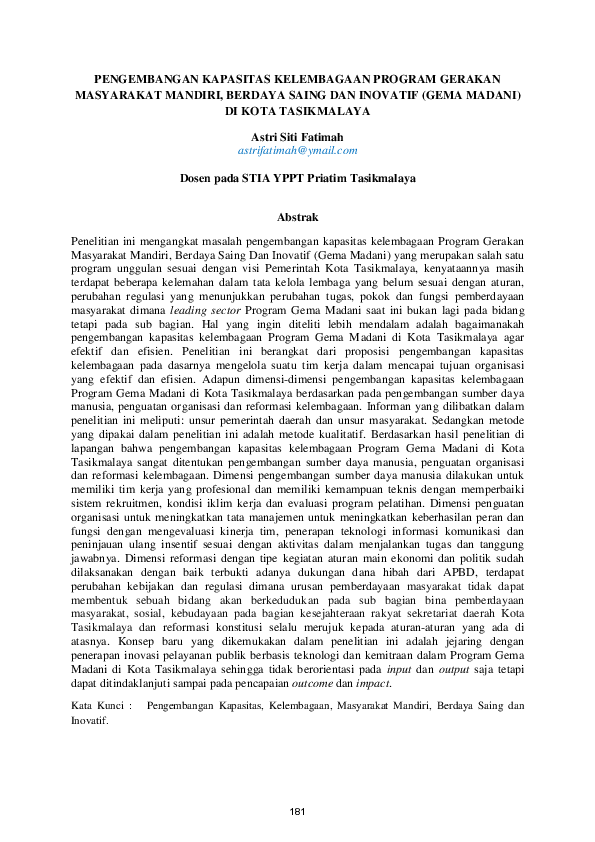 (PDF) Pengembangan Kapasitas Kelembagaan Program Gerakan Masyarakat ...