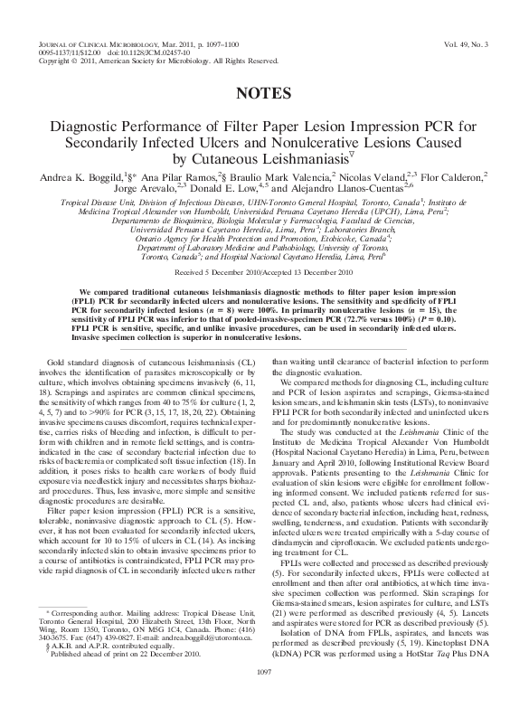 (PDF) Diagnostic Performance of Filter Paper Lesion Impression PCR for ...