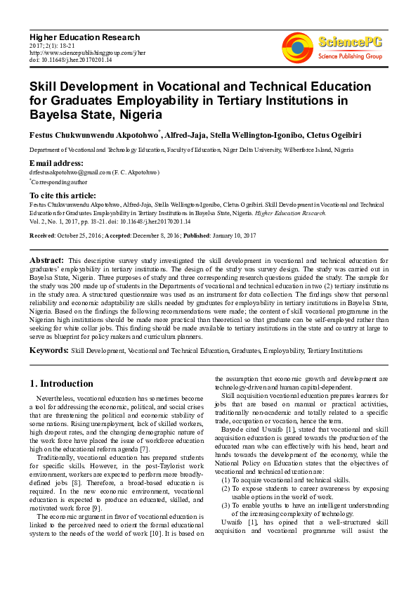 (PDF) Skill Development in Vocational and Technical Education for ...