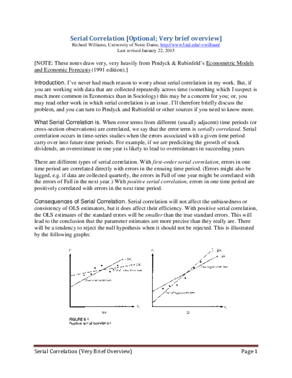 (PDF) Serial Correlation [Optional; Very brief overview