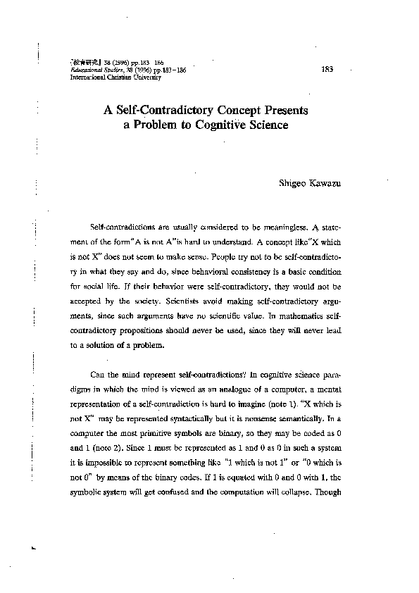 (PDF) A Self-Contradictory Concept Presents a Problem to Cognitive Science