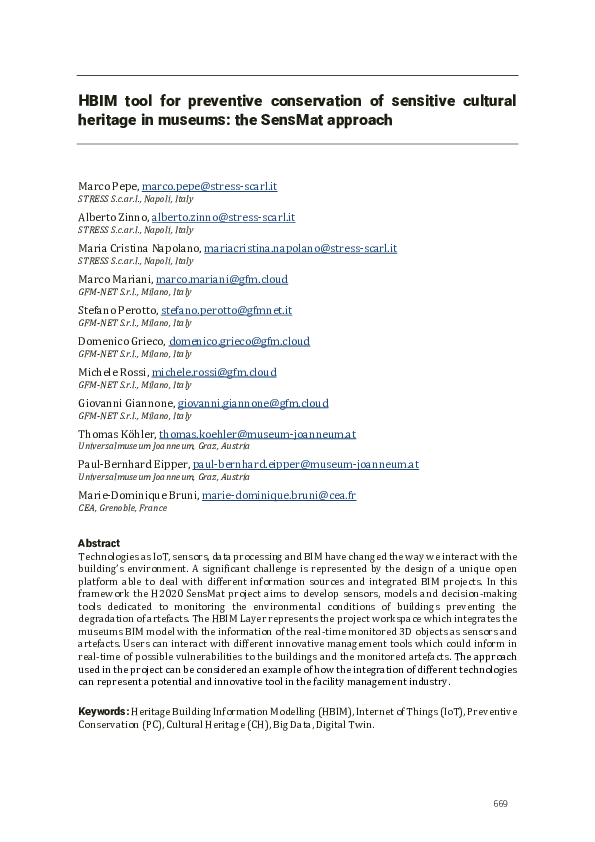 (PDF) HBIM tool for preventive conservation of sensitive cultural ...