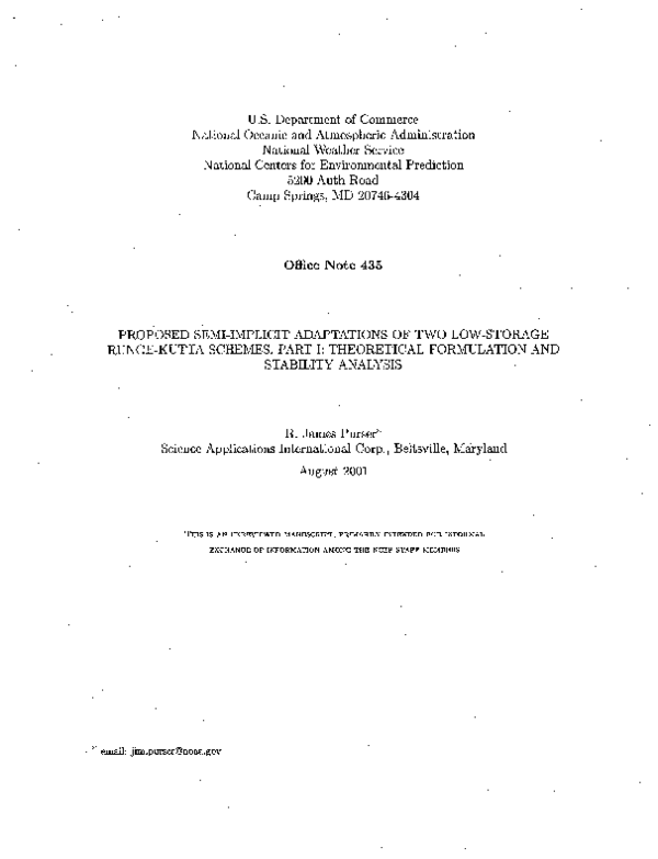 (PDF) Proposed Semi-Implicit Adaptations of Two Low-Storage Runge-Kutta Schemes. Part I ...