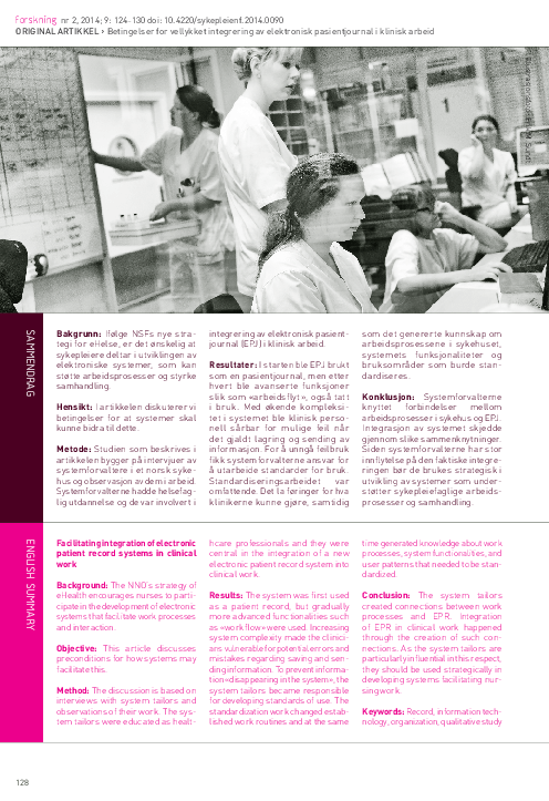 (PDF) Betingelser for vellykket integrering av elektronisk ...