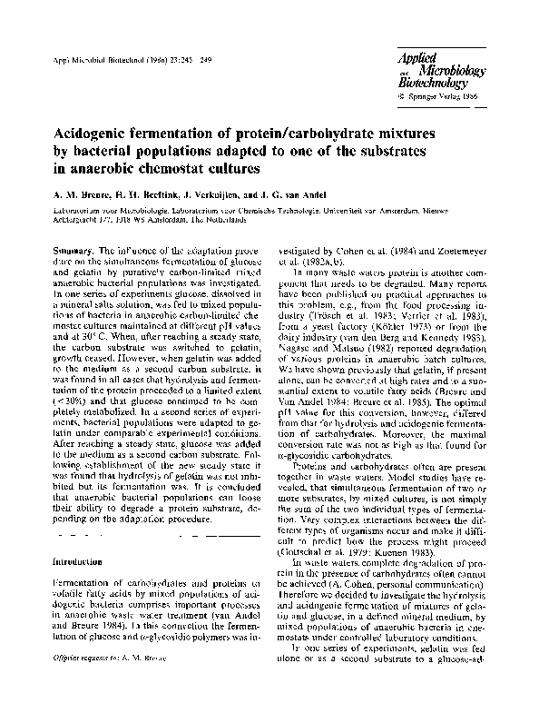 (PDF) Acidogenic fermentation of protein/carbohydrate mixtures by ...