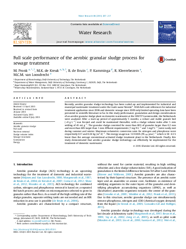 (PDF) Full scale performance of the aerobic granular sludge process for ...