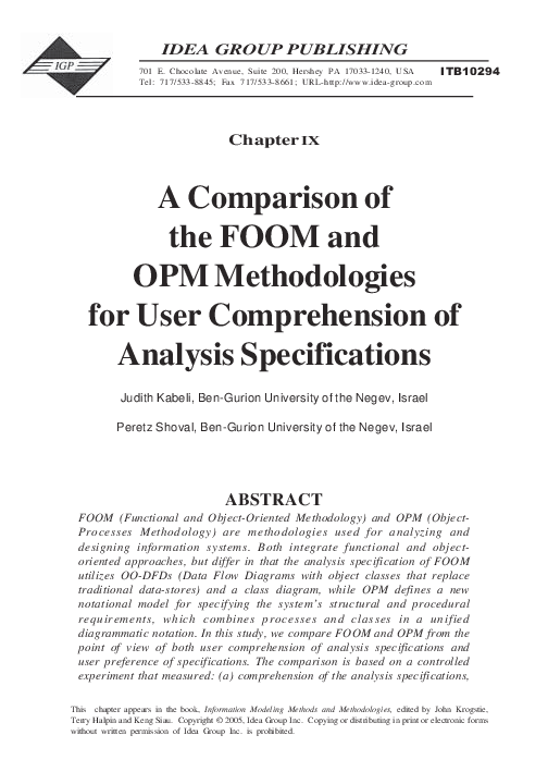 (PDF) A Comparison of the FOOM and OPM Methodologies for User ...
