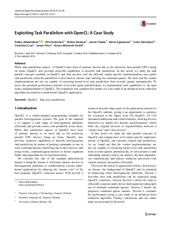 (PDF) Exploiting Task Parallelism with OpenCL: A Case Study
