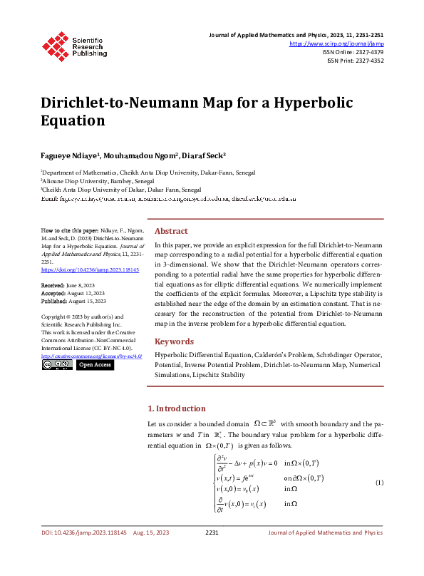 (PDF) Dirichlet-to-Neumann Map for a Hyperbolic Equation