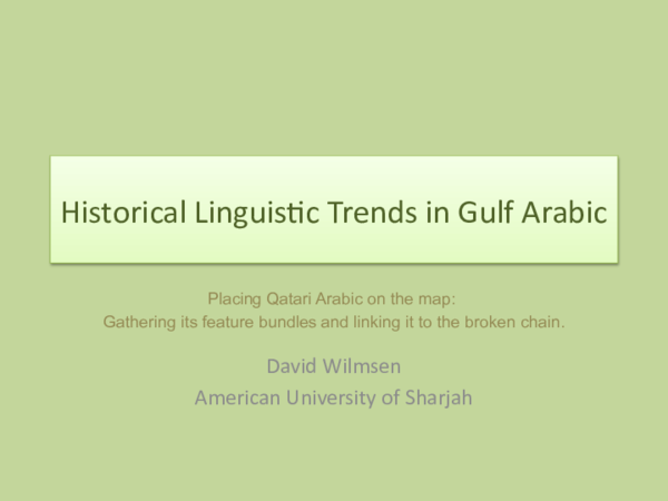 (PPT) Placing Qatari Arabic on the map