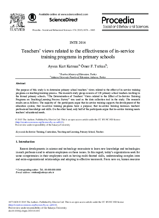 (PDF) Teachers’ Views Related to the Effectiveness of In-service ...