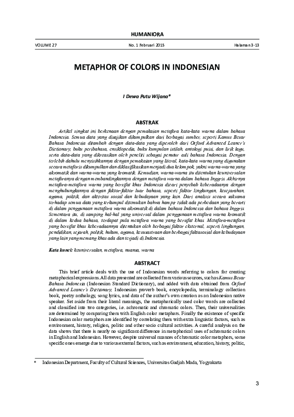 (PDF) Metaphor of Colors in Indonesian